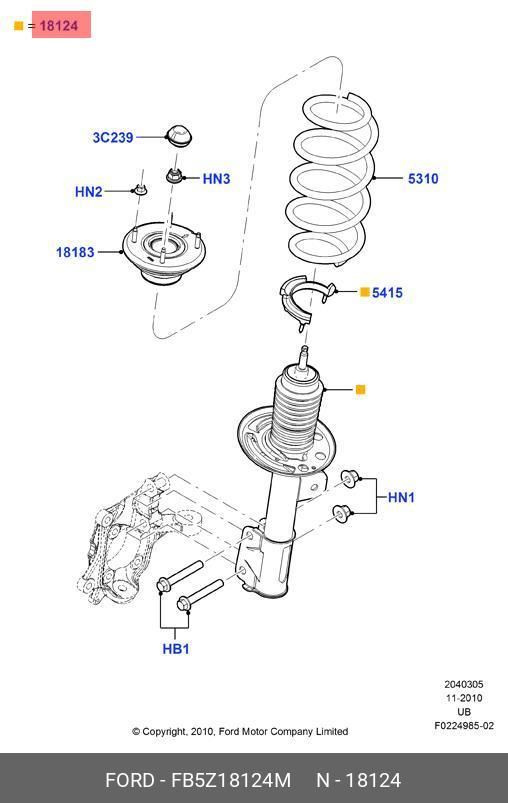 Амортизатор правый перед прав Ford FB5Z18124M купить c доставкой на ...