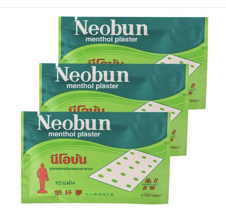Neobun Menthol Plaster Тайский обезболивающий пластырь "Необун" с ...
