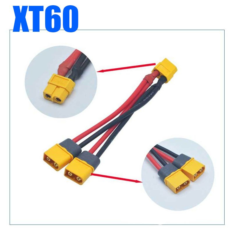Переходник XT60 мама на 2 XT60 папа 16AWG 10см (XT60-F to 2 XT60-M) для параллельного ...