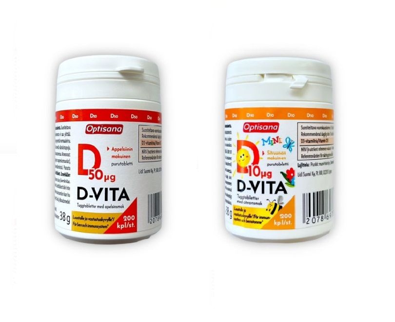 набор витамин д3 для детей 10 мкг + для взрослых 50 мкг Optisana ...