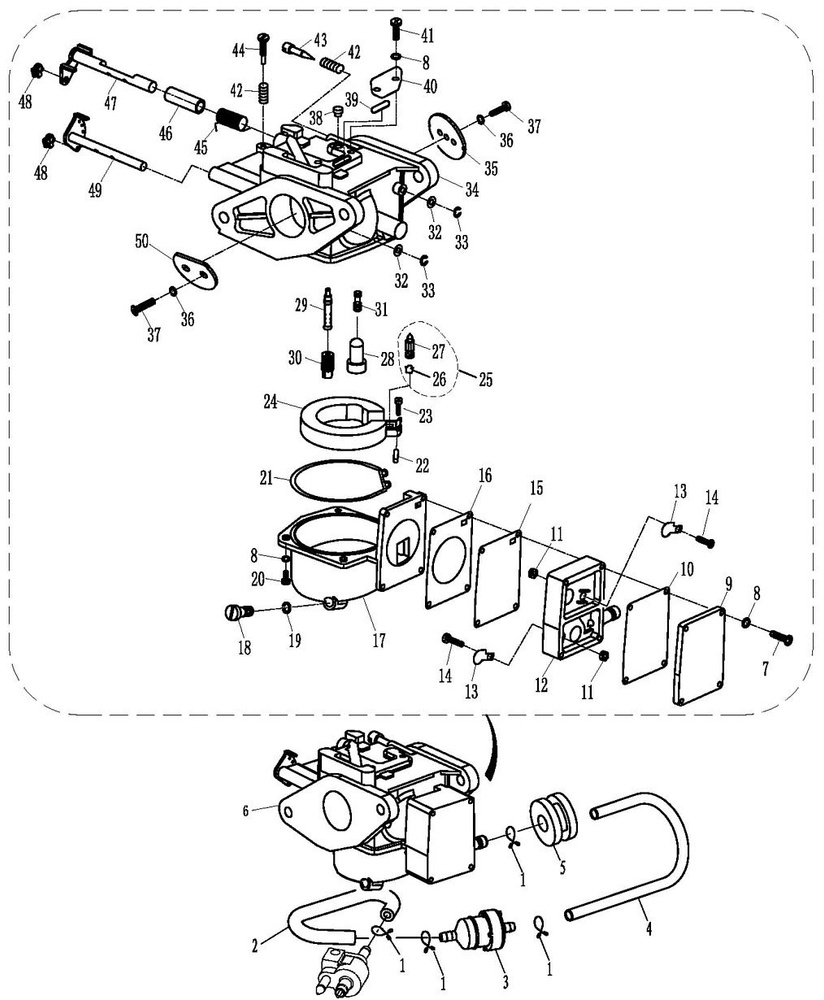 Карбюратор для лодочного мотора Toyama T9.8BMS см. T8-05000800-A ...