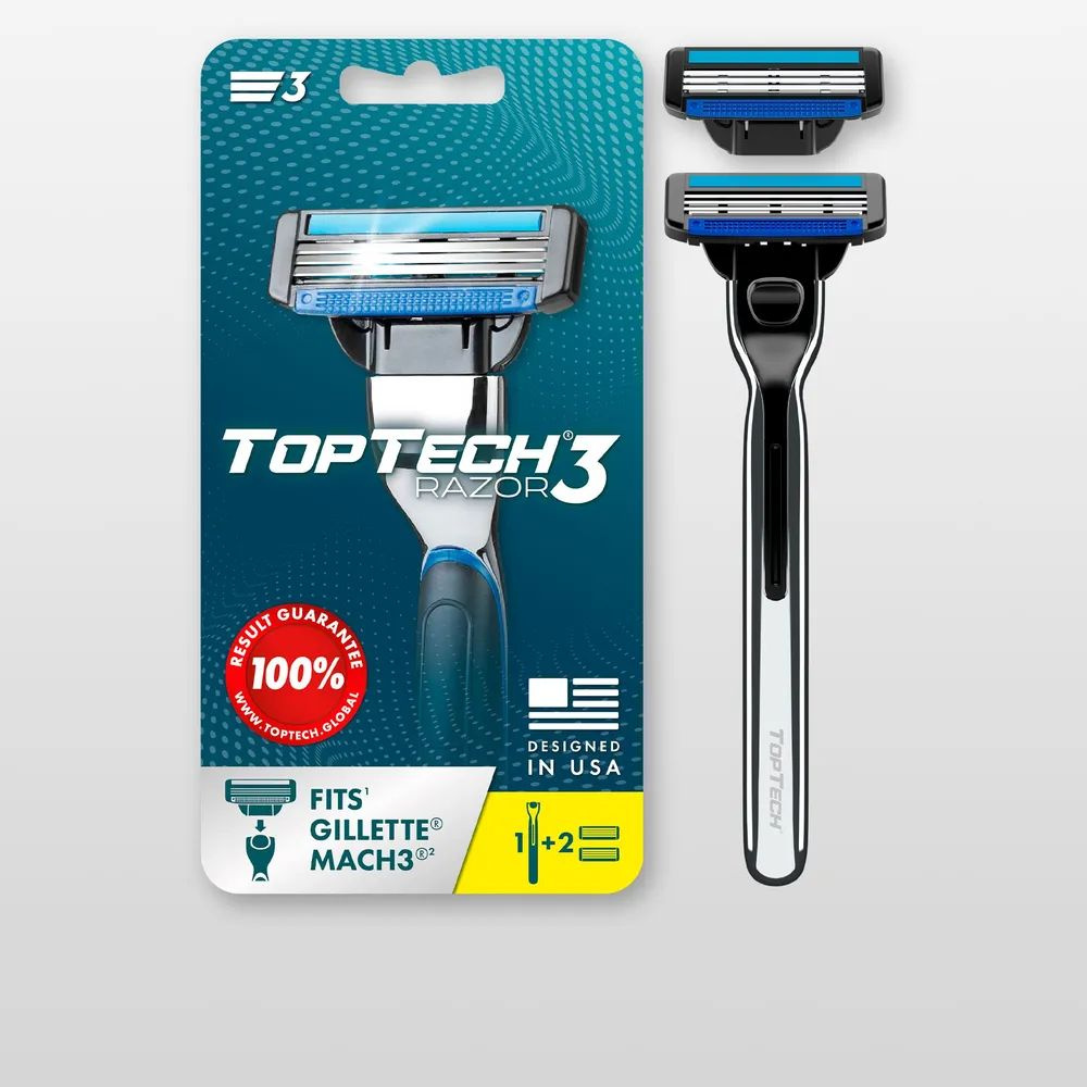 Мужская бритва TopTech Razor 3 1 станок+ 2 сменные кассеты купить на OZON по низкой цене ...