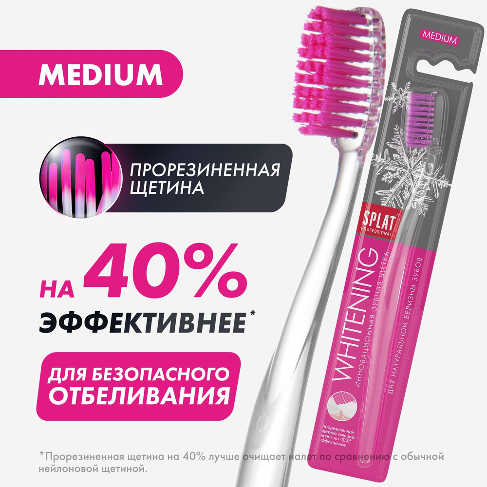 Инновационная зубная щетка SPLAT WHITENING средняя, для отбеливания ...