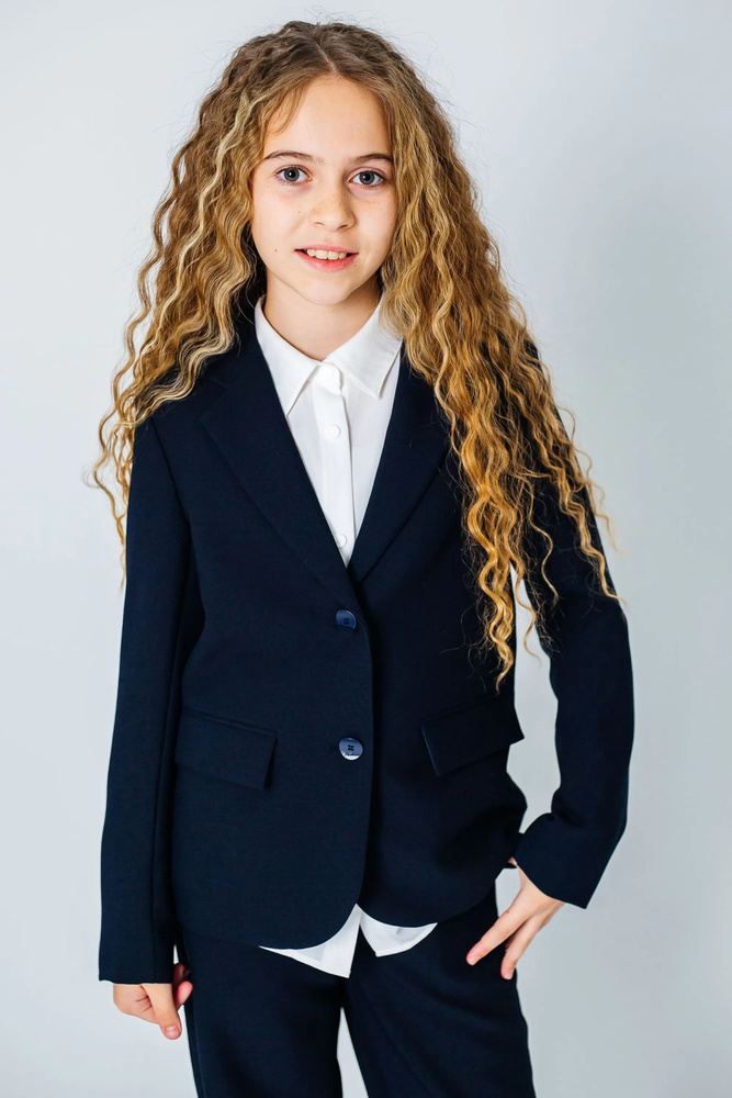 Пиджак Девочки Deloras синий, размер 140 жакет купить c доставкой на OZON по низкой цене ...