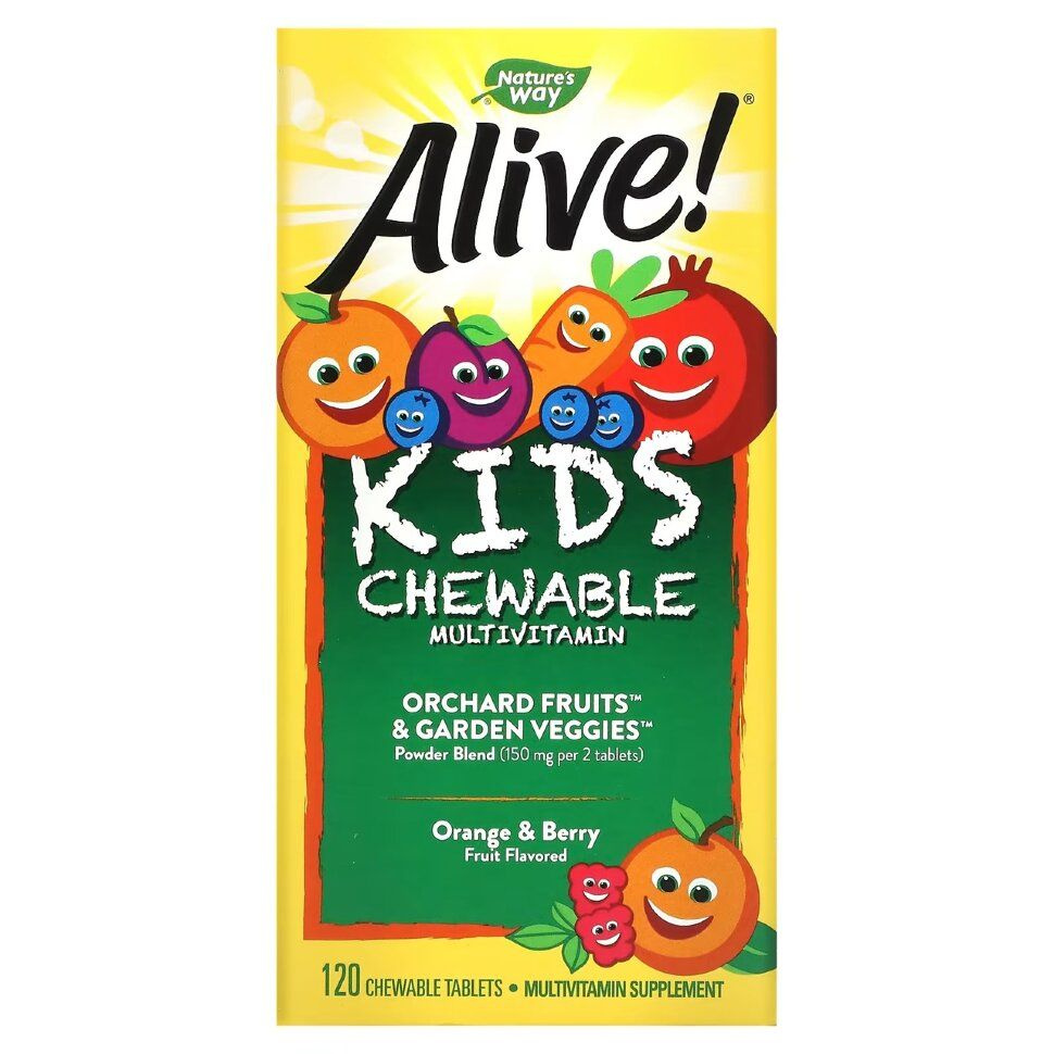 Natures Way Alive KIDS Chewable, Мультивитамины для детей, 120 ...