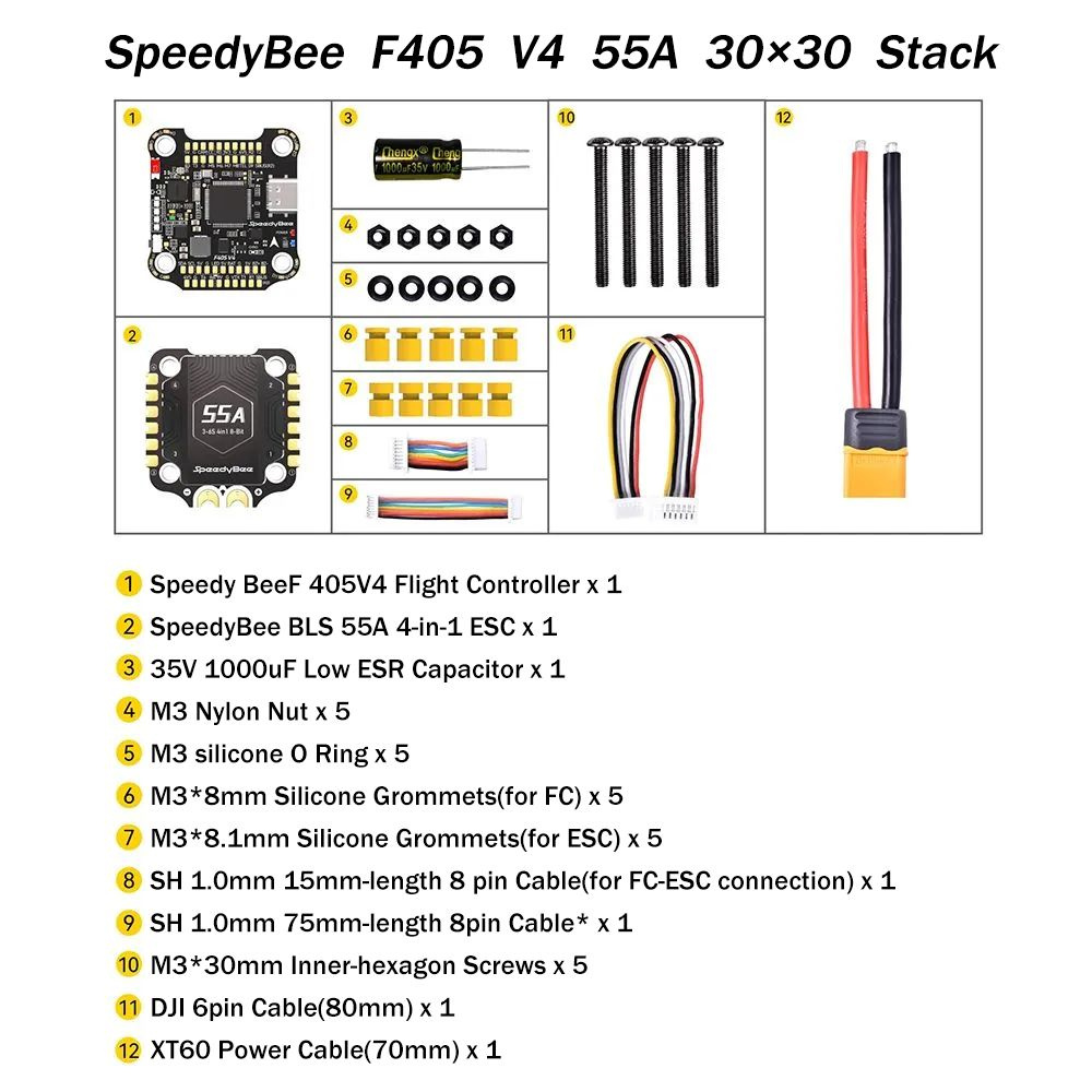 SpeedyBee F405 V4 Stack 3-6S Lipoly 55A 4 в 1 ESC 30x30 Bluetooth для ...