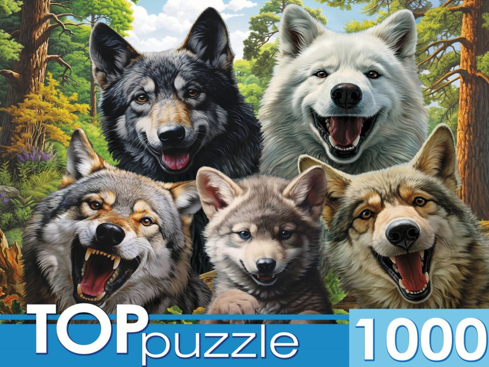 Пазл для взрослых TOP Puzzle 1000 деталей, элементов: Селфи волков ...