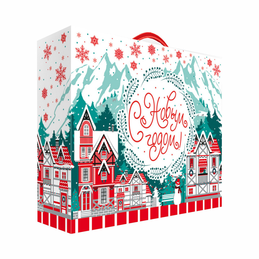 Новогодняя подарочная упаковка " Снежный город" картонная 5 штук ...