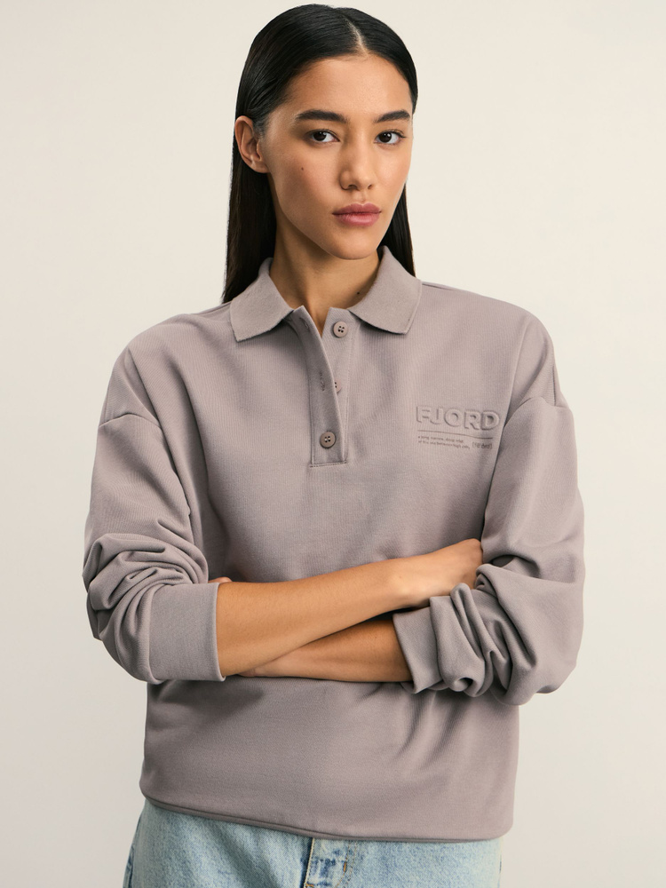 Джемпер Женский Zarina бежевый меланж Полиэстер, Хлопок, размер 48 Пуговицы оверсайз Длинный ...