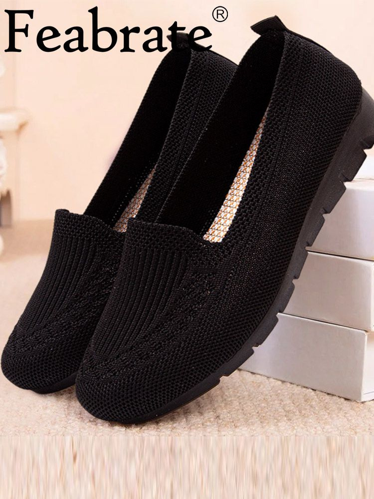 Мокасины Женский Feabrate черный матовый, размер 41 Без застёжки Вышивка Без каблука Лето ...