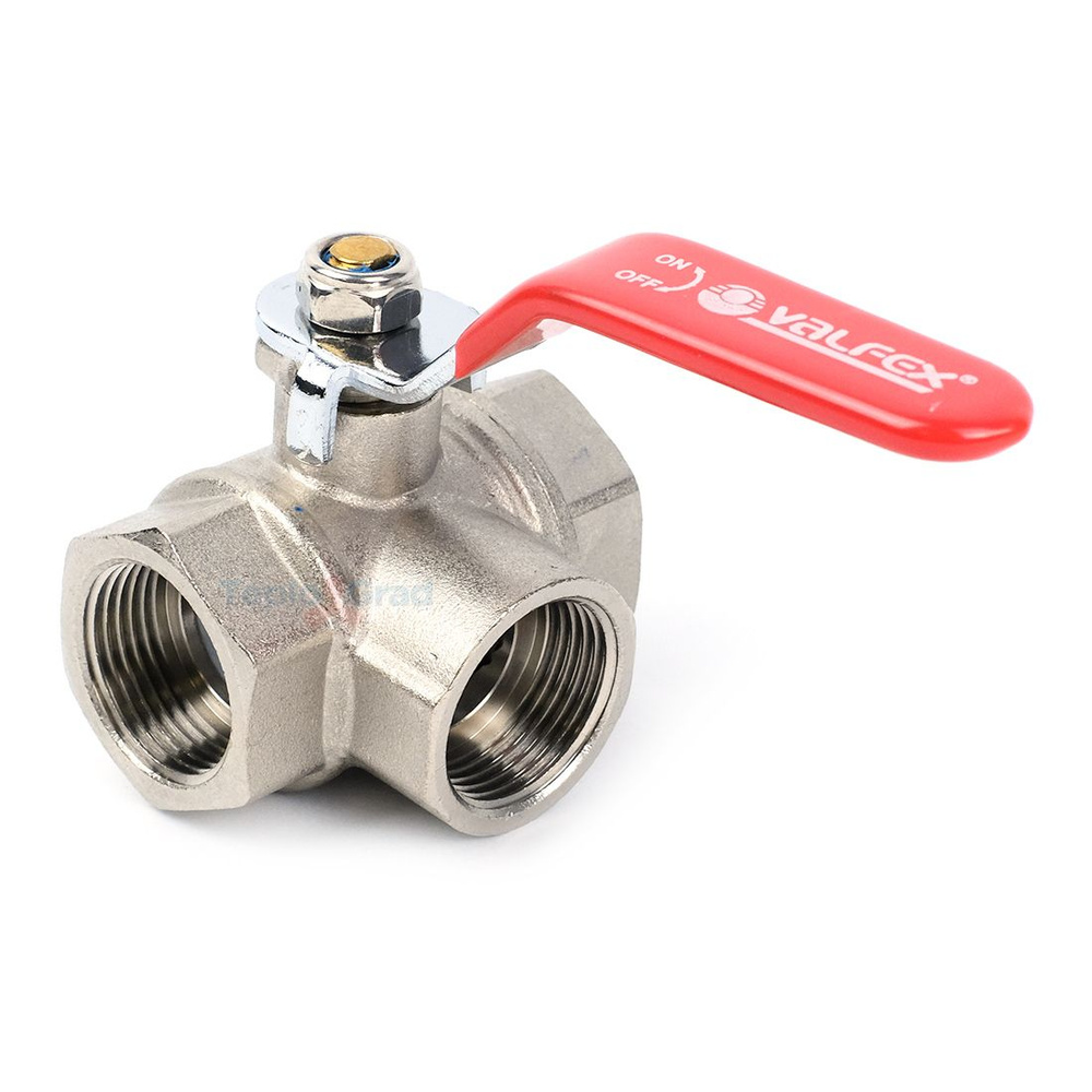 Кран шаровой Valfex трехходовой 3/4 ВВВ, ручка рычаг купить на OZON по низкой цене (1792762679)