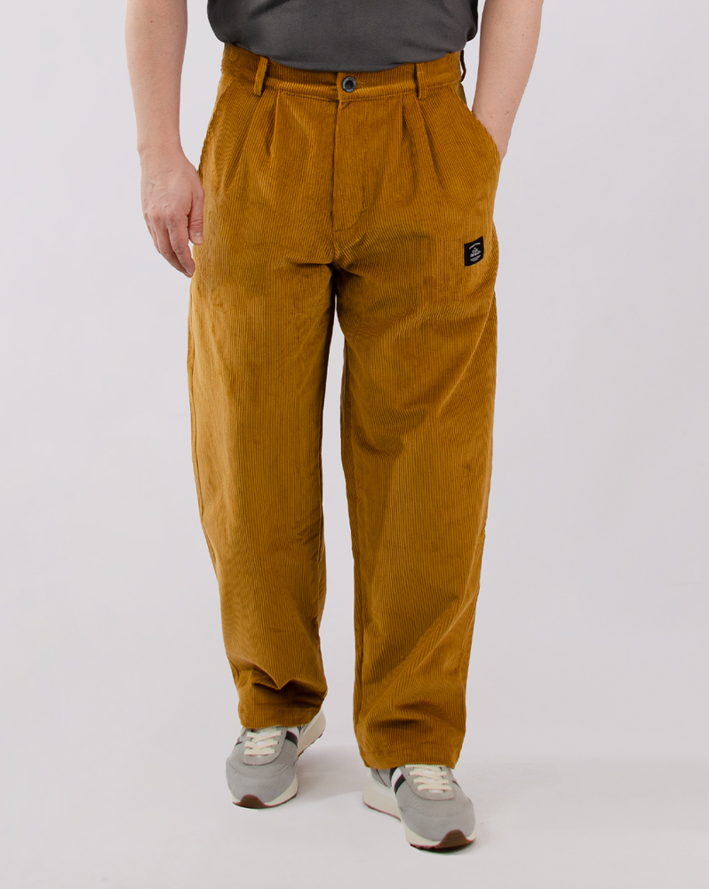 Брюки Мужской Cool Penguin широкие желто-коричневый Хлопок, Вельвет Повседневный, размер 46 ...