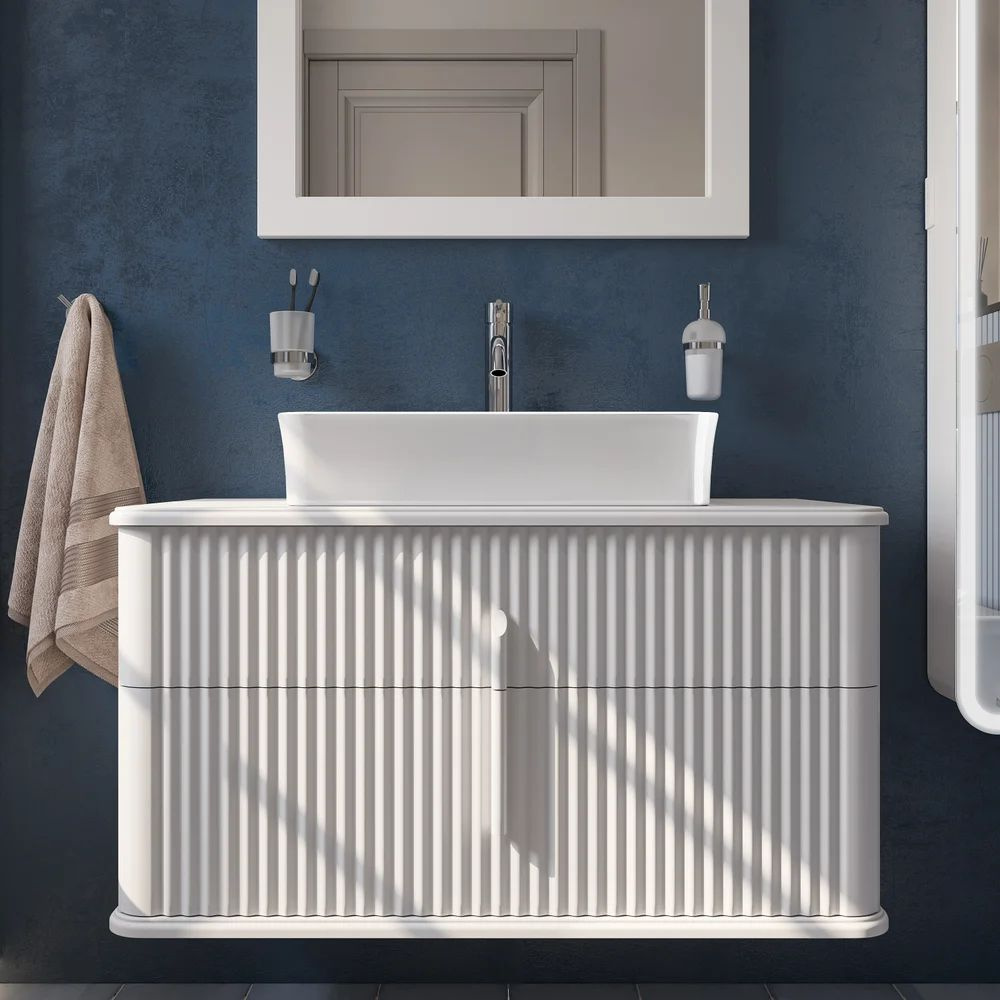 Тумба под раковину со столешницей STWORKI Молде 95 белая купить на OZON по низкой цене (1836245217)