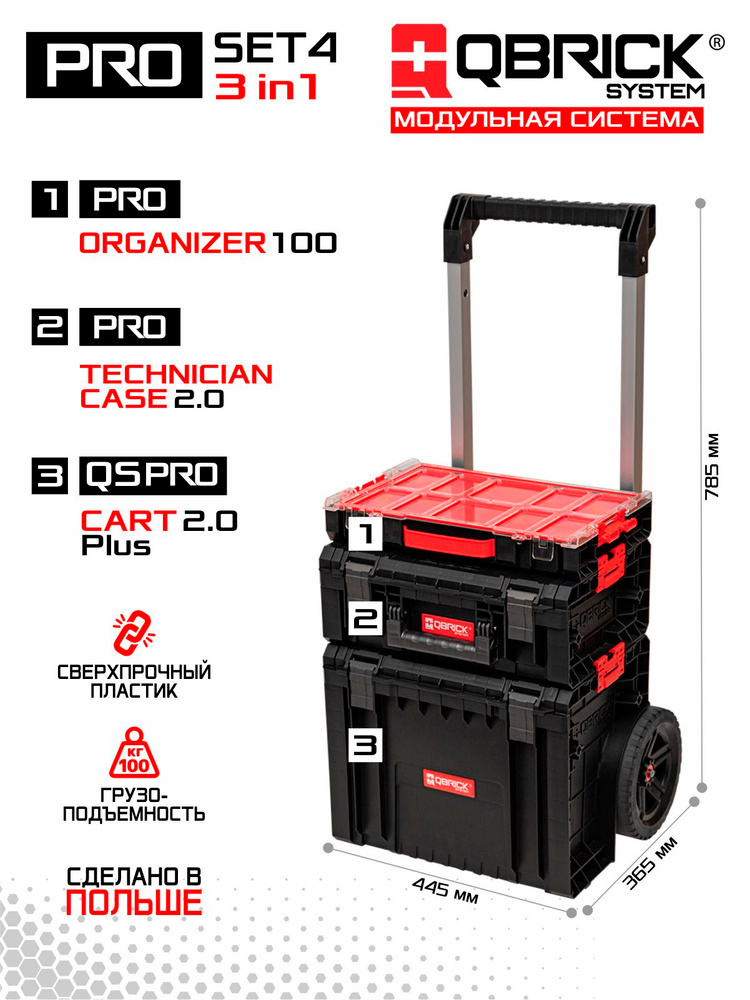Ящик для инструментов QBRICK SYSTEM Pro Set 4 набор на колесах купить на OZON по низкой цене ...
