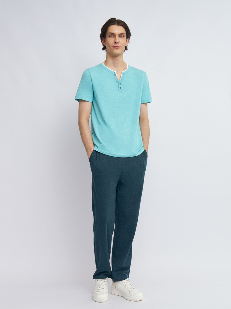 Брюки Мужской Zolla бирюзовый Хлопок, Полиэстер Повседневный, размер 56 ...