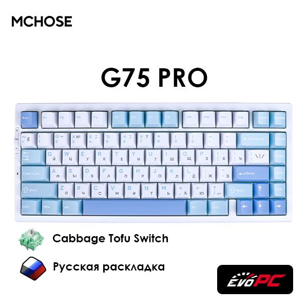 MCHOSE Игровая клавиатура G75 PRO, Русская раскладка, голубой купить на OZON по низкой цене ...