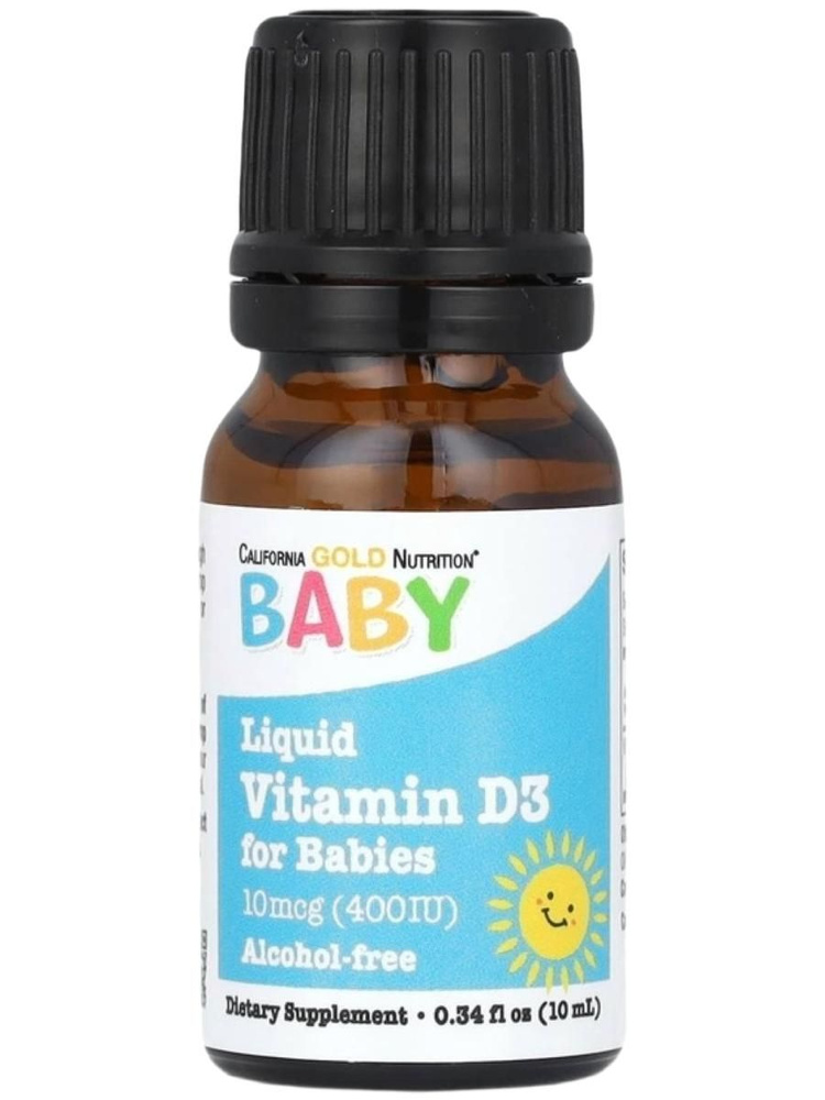 Витамин Д3 для детей, California Gold Nutrition Baby D3 400 МЕ 10 ml ...
