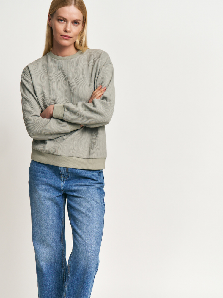 Джемпер Женский Zolla хаки Полиэстер, Эластан, размер 42 Без застежки Длинный Однотонный Китай ...