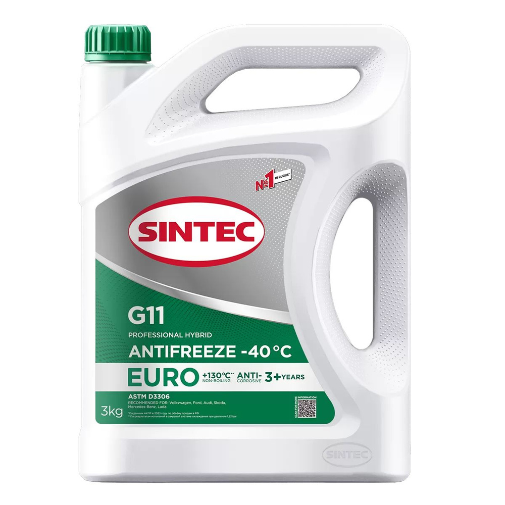 Антифриз SINTEC Euro G11 green -40 3 кг купить на OZON по низкой цене ...
