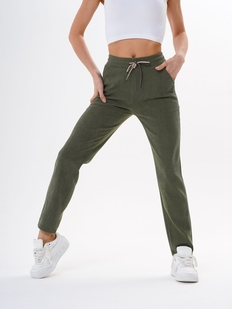 Брюки утепленные Женский XF.BUSF джоггеры защитный хаки Вельвет, Микровельвет Повседневный ...