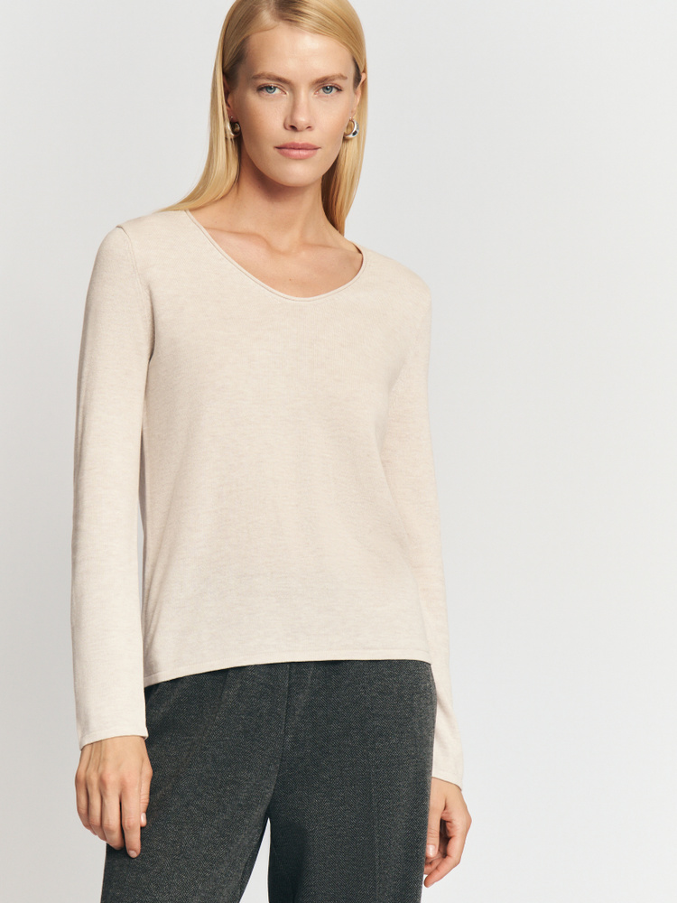 Пуловер Женский Zolla слоновая кость Хлопок, Вискоза, размер 48 Длинный Китай купить c доставкой ...