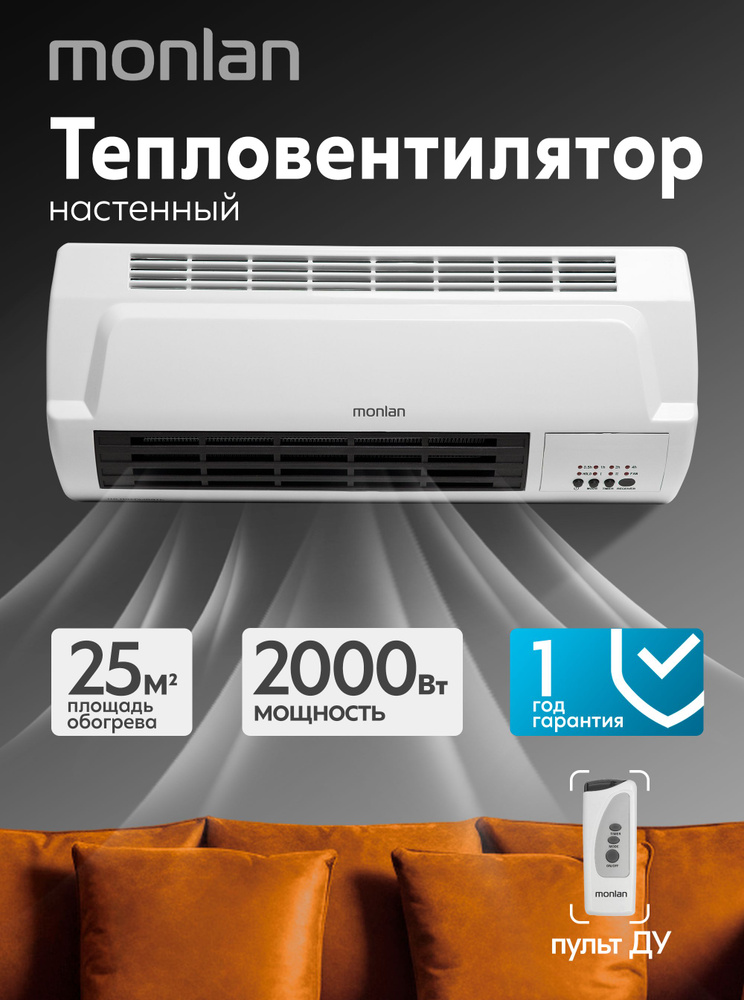 Тепловентилятор настенный NTМ-20 Monlan/ электрический обогреватель для ...
