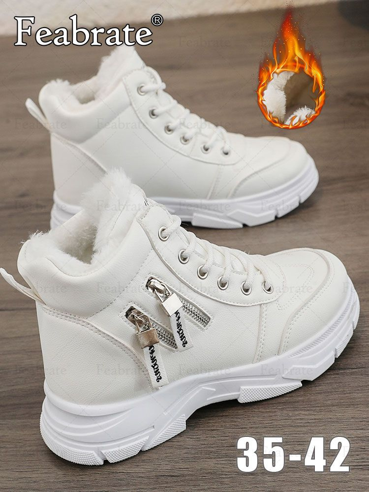 Ботинки Женский Feabrate белый, размер 39 Зима R (средняя) Шнурки купить c доставкой на OZON по ...