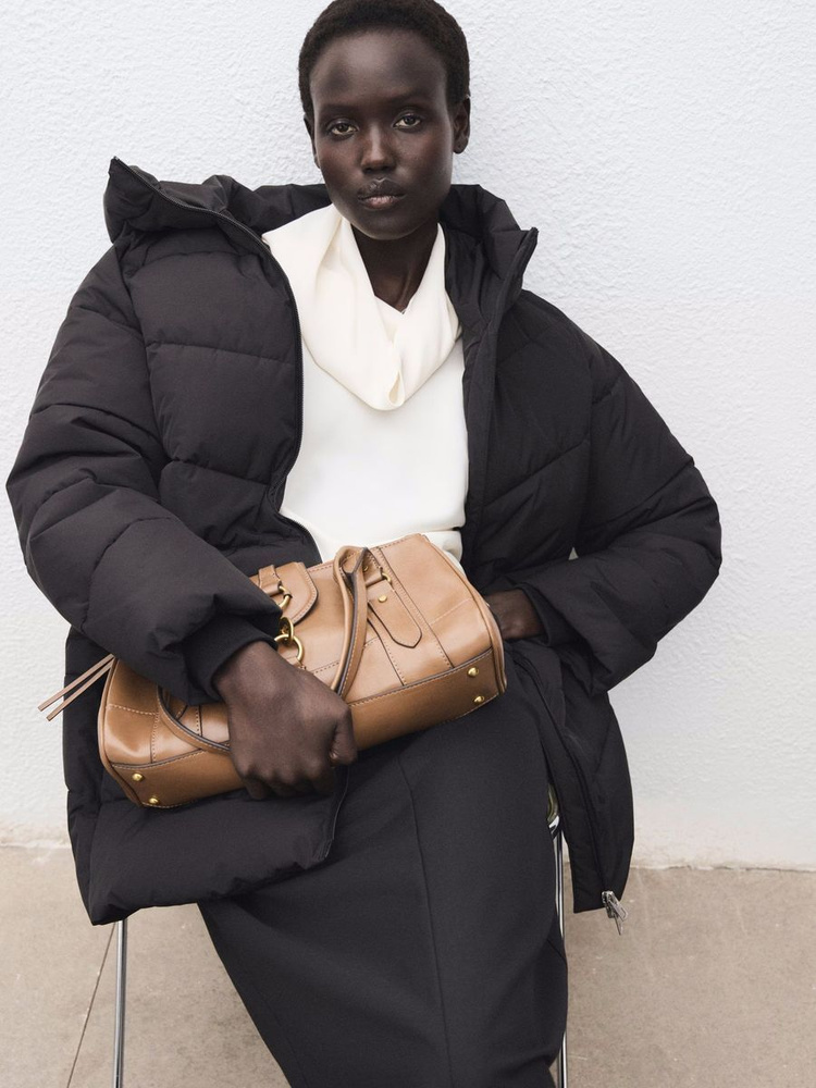 Пальто Женский MANGO черный Полиэстер, размер 42, 44 На любой сезон купить c доставкой на OZON ...