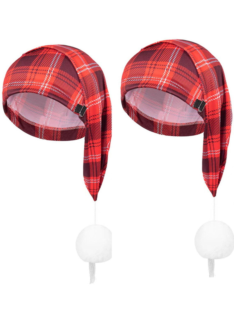 Новогодние шапки для сна: 2 регулируемые шапочки с рисунком в клетку и ...