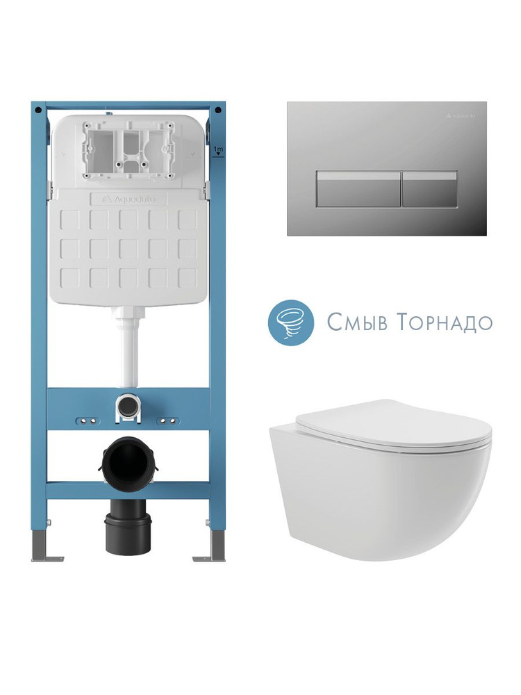 Комплект Aqueduto: Система инсталляции TECNICA Novo для подвесного унитаза, Панель смыва ...