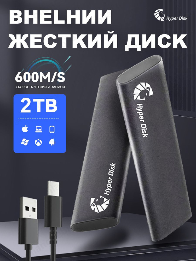 Hyper Disk 2 ТБ Внешний жесткий диск (F202 FSJ215H2TB-SSD), Металл, черный купить на OZON по ...