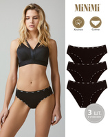 Трусы Женский Minimi слипы Хлопок черный, размер 42 Средняя Китай Повседневный Однотонный купить ...