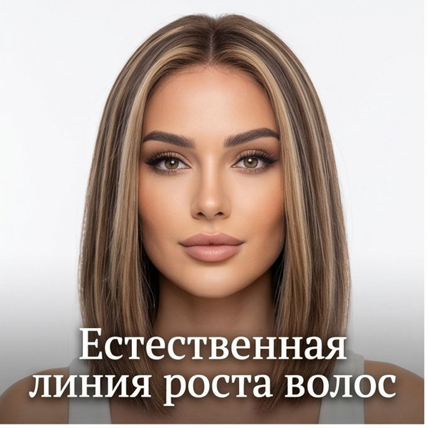 Женский короткий парик боб каштан мелированный 200г кружевая основа ...