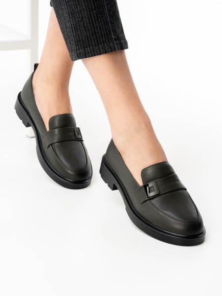 Лоферы Женский Covani зеленый, болотный, размер 36 Стандартный низкий (до 4 см) На любой сезон 7 ...