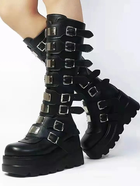 Ботфорты Женский KERNA, размер 38 черный матовый Демисезон R (средняя) Платформа Китай купить c ...