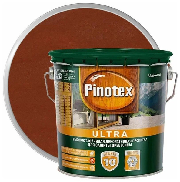 Декоративная пропитка "Пинотекс" Pinotex Ultra AWB красное дерево 0.9 л ...