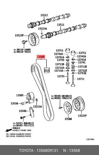 Ремень TOYOTA 1356809131 купить на OZON по низкой цене (1798455400)