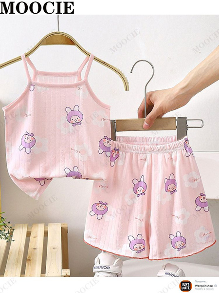 Комплект одежды Девочки MOOCIE пудровый, размер 140 Хлопок Анималистический, Цветочный Китай ...