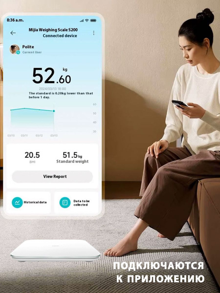 Умные весы Xiaomi Mijia Smart Scale S200 (MJTZC02YM) (BHR9230GL) EU ...