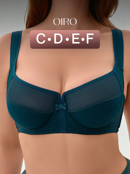 Бюстгальтер Женский OIRO мягкая чашка на каркасе, на косточках, размер 95C изумрудный меланж ...