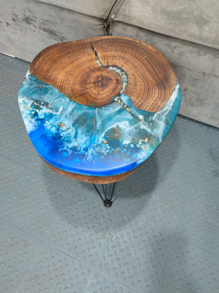 Журнальный стол ART-SLEB из эпоксидной смолы и слэба 40 x 41 x 50 см ...