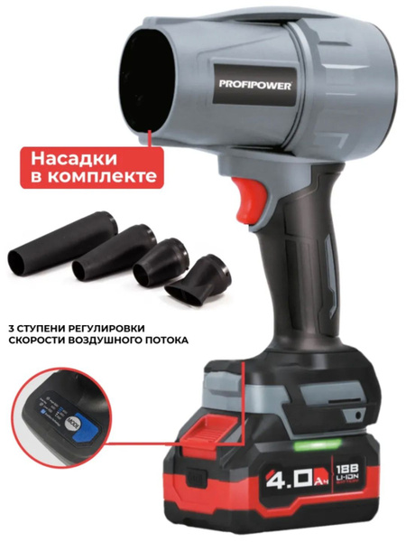 Аккумуляторная воздуходувка "Tornado" Profipower MKBUB-18v с насадками (97м/c) E0225-S купить на ...