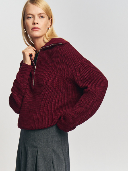 Свитер Женский Zolla бордовый Хлопок, Акрил, размер 42 Длинный Китай купить c доставкой на OZON ...