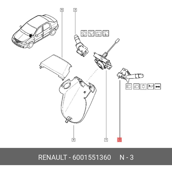 Переключатель света подрулевой renault logan/sandero 1.4/1.6/1.5dci 04 ...