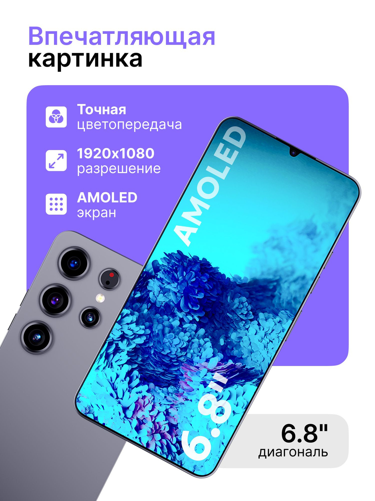 Смартфон GK Retail телефонжглвжгсморв 1 ТБ 16 ГБ Серый OLED/AMOLED 2 ...