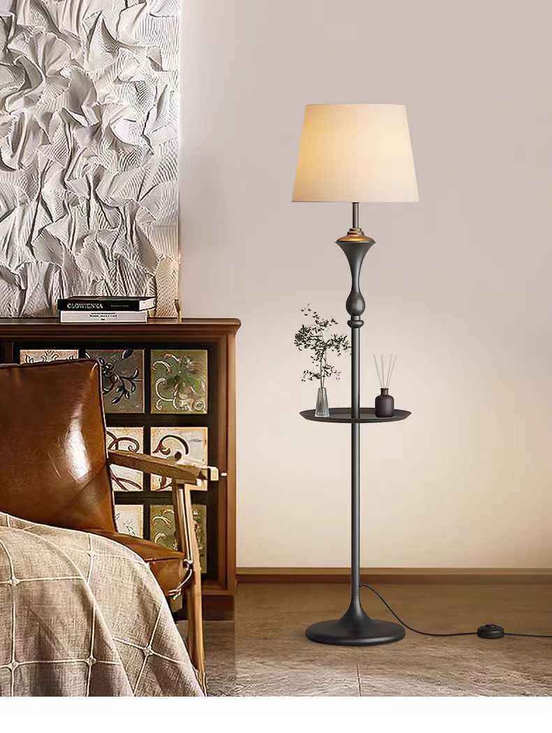 Oliver Light торшер напольный со столиком, регулировка яркости и цвета,С черным абажуром,E27 ...