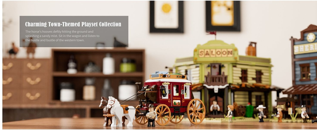 FUNWHOLE Western Stagecoach Lighting Building-набор строительных блоков ...