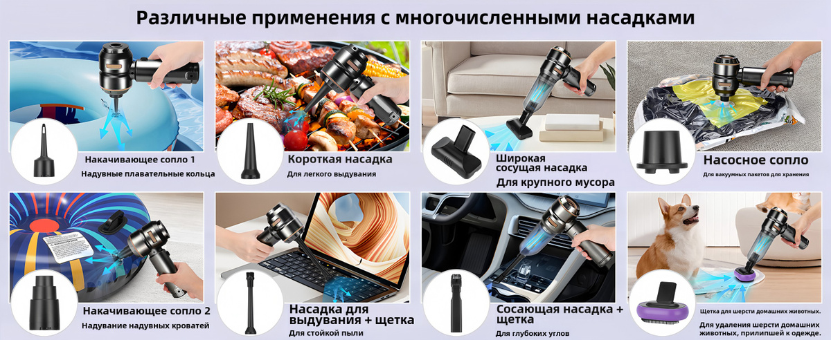 Пылесос для автомобиля беспроводной мощный Ручной портативный мини пылесос для салона машины и ...