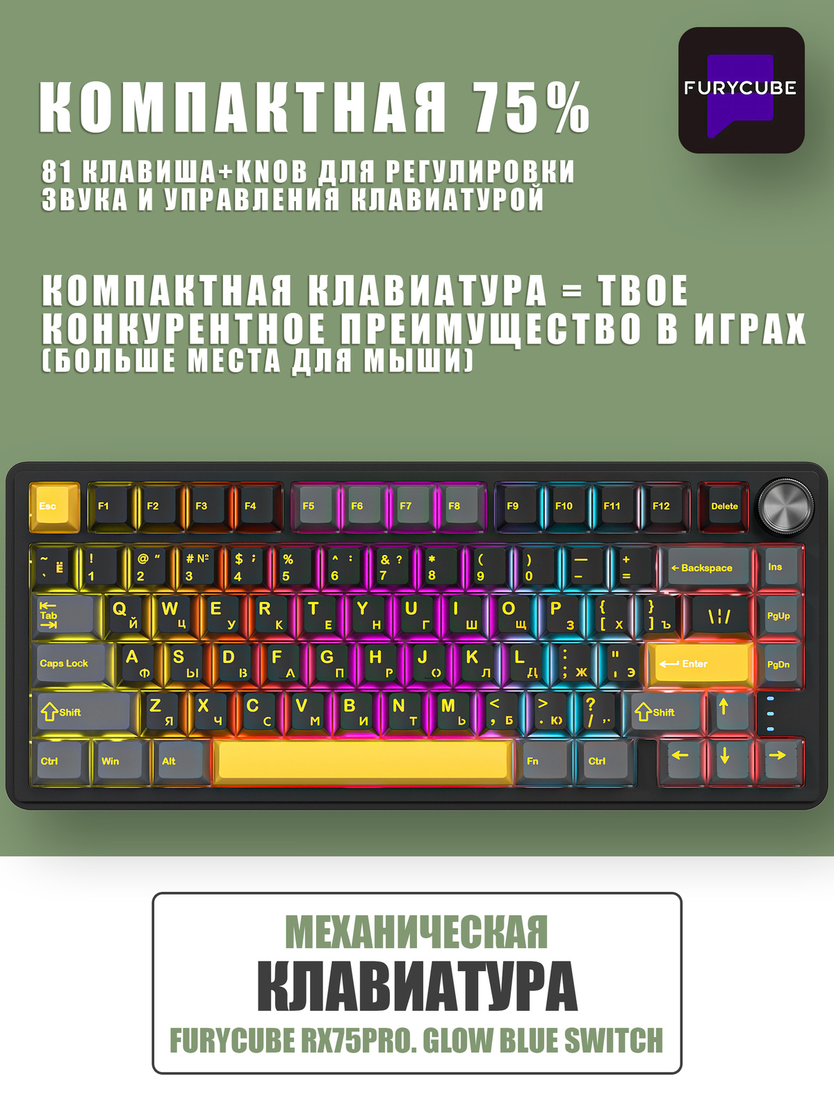 Furycube CyberLynx RX75 PRO: беспроводная механическая игровая ...