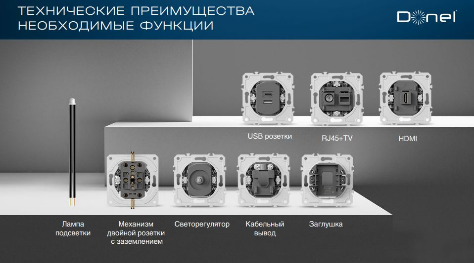 Розетка с заземлением со шторками на винтах серия A07 Donel, 3 штуки DB18800-DE22033-3 купить на ...